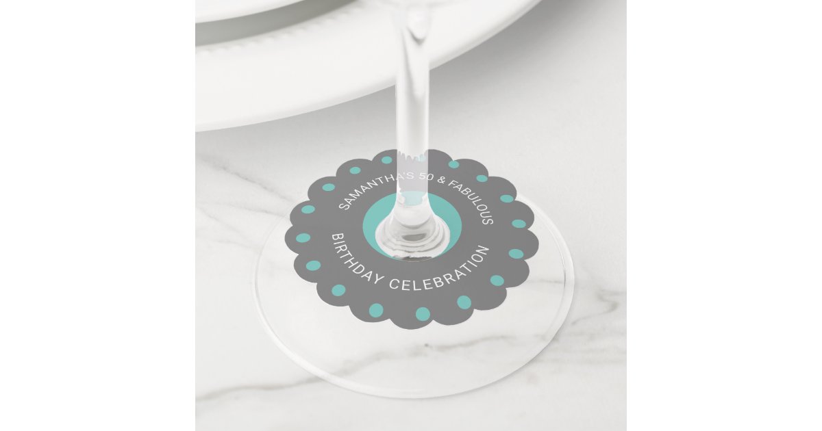 Chic 50 and Fabulous Birthday Party Wine Glass Tag | Zazzle