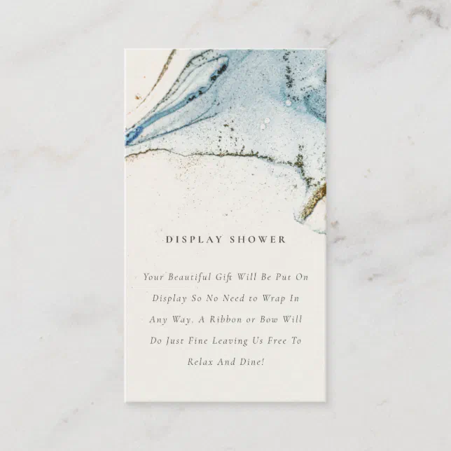 Chic Abstract Blue Gold Beach Display Baby Shower Enclosure Card | Zazzle