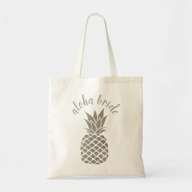 Chic Aloha Tribe Hawaiian Silver Pineapple Bride Tote Bag | Zazzle