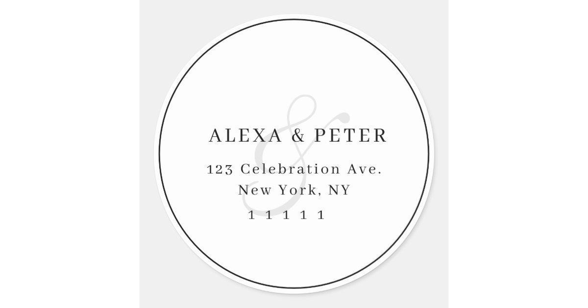 Chic Ampersand Round Wedding Return Address Label | Zazzle
