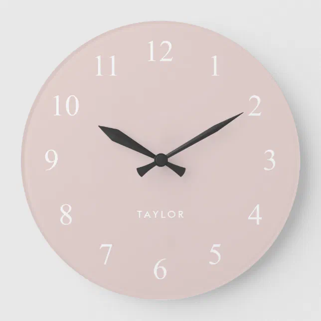 Chic and Elegant Blush Pink and White Large Clock | Zazzle