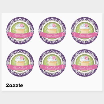 Chic and Elegant Cupcake Box Stickers | Zazzle