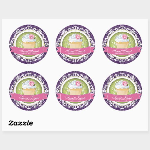 Chic and Elegant Cupcake Box Stickers | Zazzle