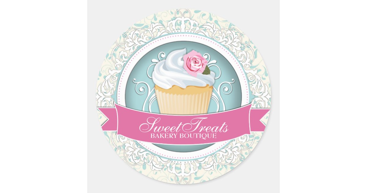 Chic and Elegant Cupcake Box Stickers | Zazzle