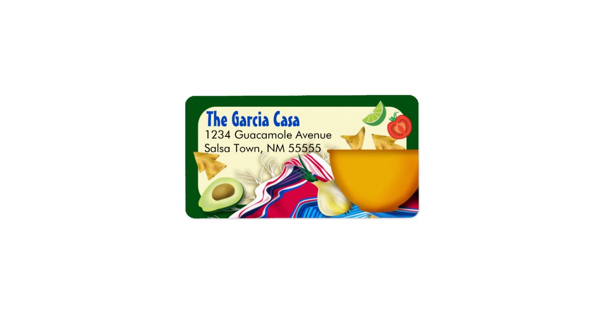 Chic and Fun Mexican Fiesta Address Label | Zazzle