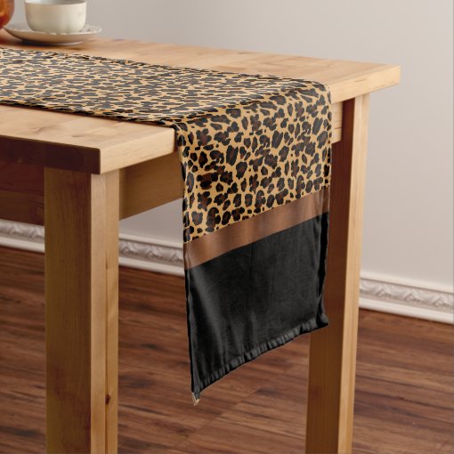 Chic Animal Leopard Print Short Table Runner | Zazzle