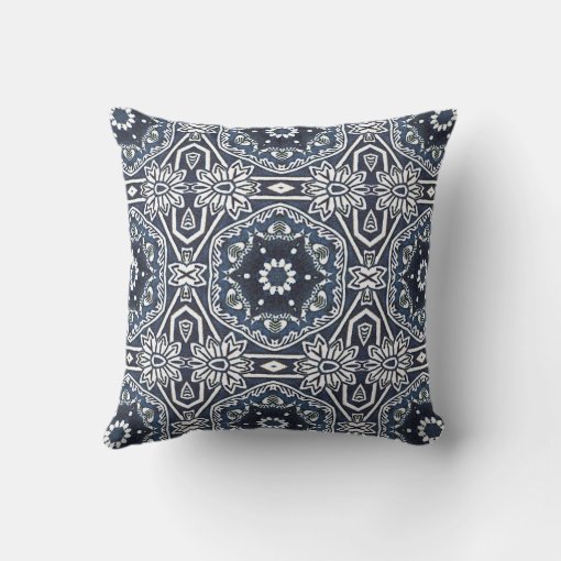 Chic Antique Dutch Delfts Blue Floral Pattern Throw Pillow | Zazzle