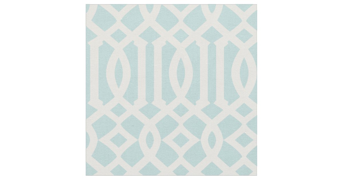 Chic Aqua and White Trellis Lattice Pattern Fabric | Zazzle