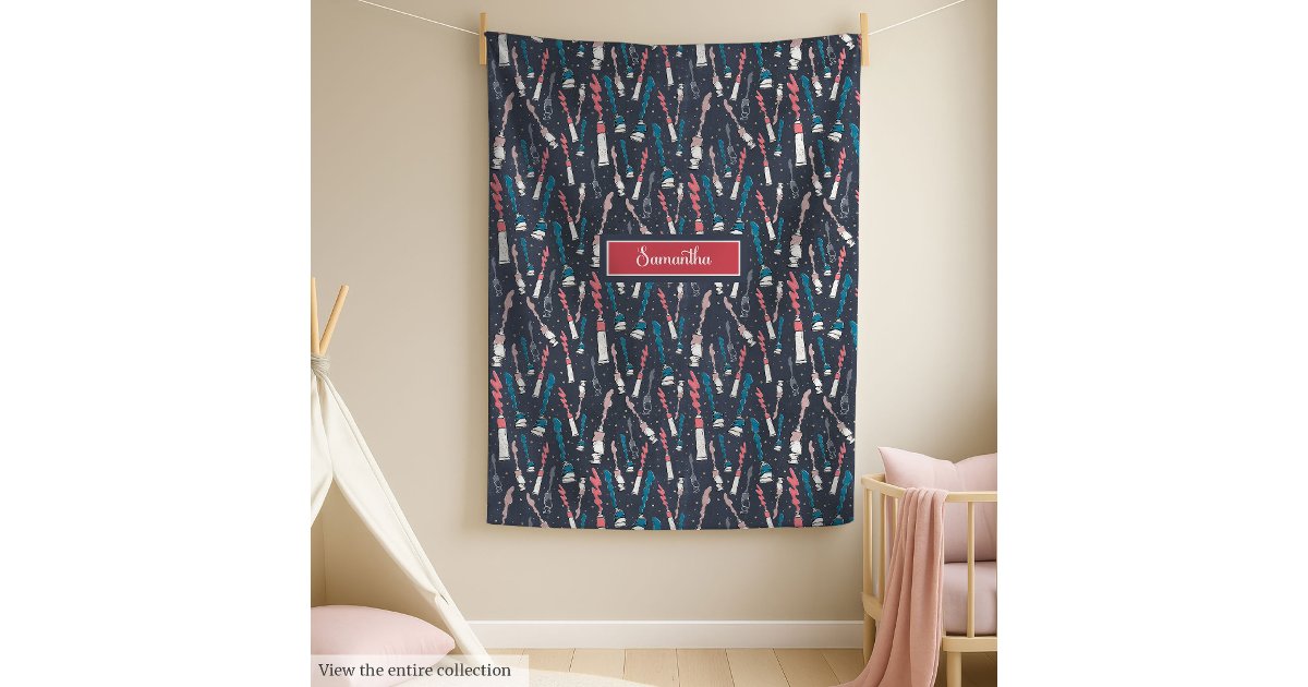 Chic back to school blanket with custom name | Zazzle