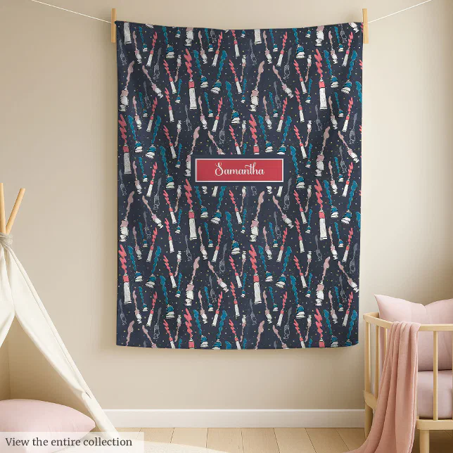 Chic back to school blanket with custom name | Zazzle