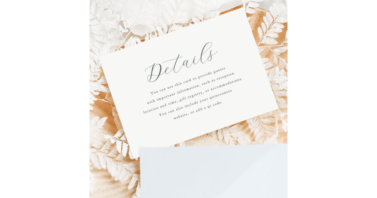 Chic Barely There Blue Winter Quinceanera Details RSVP Card | Zazzle