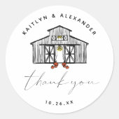 Chic Barn Rustic Thank You Wedding Classic Round Sticker | Zazzle