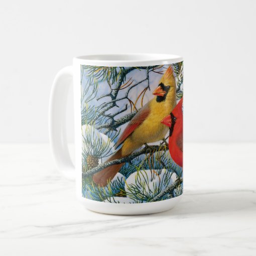 Chic Beautiful Red Cardinals And Snow Christmas Coffee Mug | Zazzle