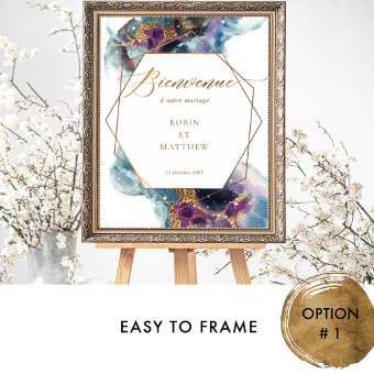 Chic Bienvenue Celestial Wedding Sign | Zazzle