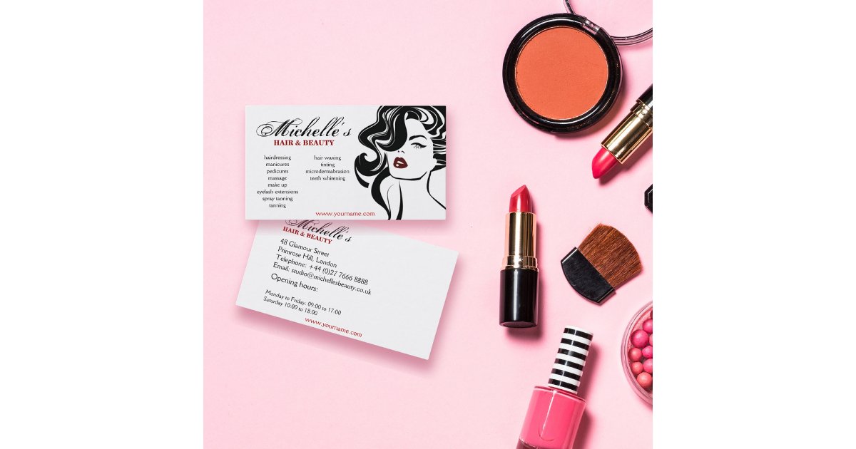 Chic Black and White Beauty salon Glamorous Girl Business Card | Zazzle
