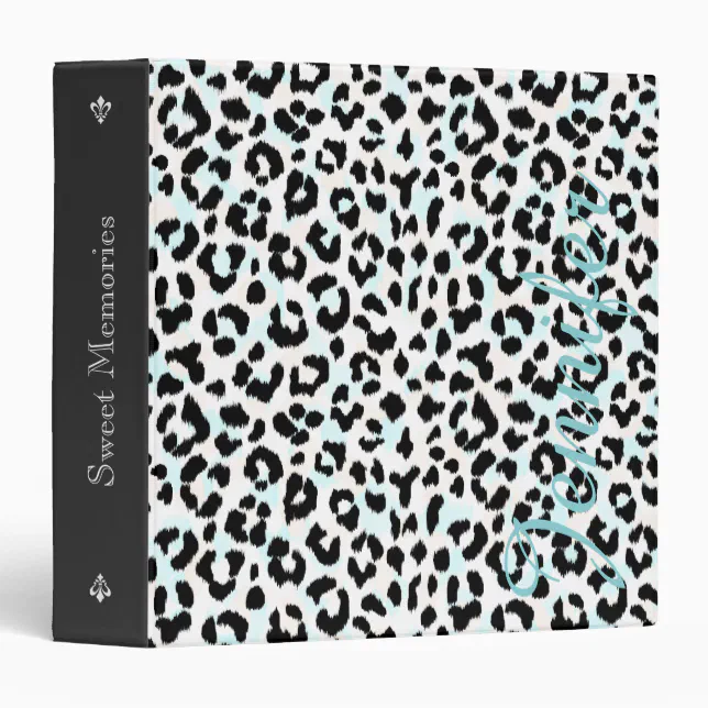 Chic black and white cheetah print monogram binder | Zazzle