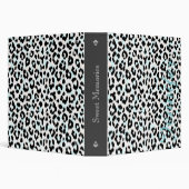 Chic black and white cheetah print monogram binder | Zazzle