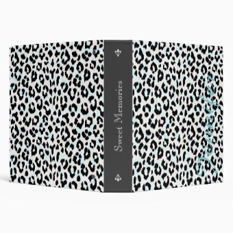 Chic black and white cheetah print monogram binder | Zazzle