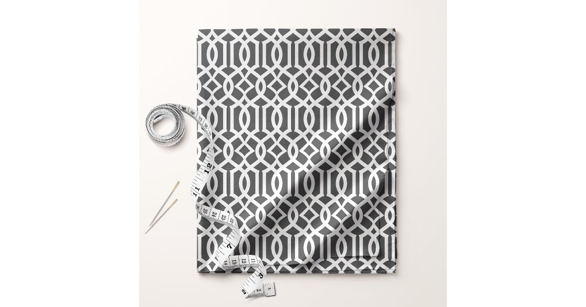 Chic Black and White Trellis Lattice Pattern Fabric | Zazzle