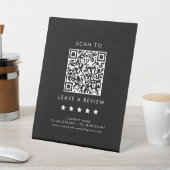 Chic Black Business QR Code Leave A Review Pedestal Sign | Zazzle