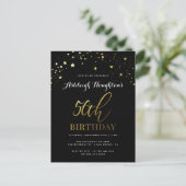 Chic Black & Gold Star Confetti 50th Birthday Invitation Postcard | Zazzle