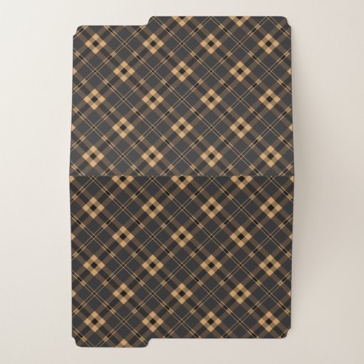 Chic Black Gold Tartan Modern Plaid Pattern File Folder | Zazzle