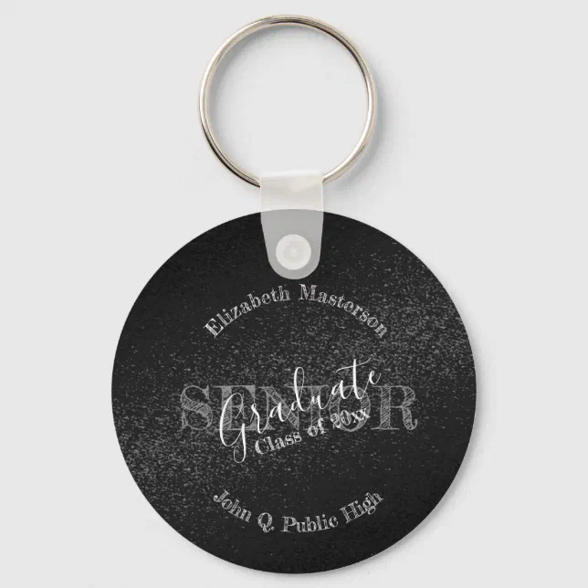 Chic Black Graduation Graduate Senior Class Keychain | Zazzle