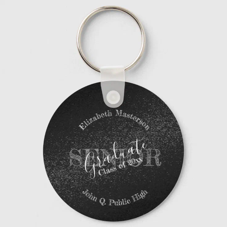 Chic Black Graduation Graduate Senior Class Keychain | Zazzle