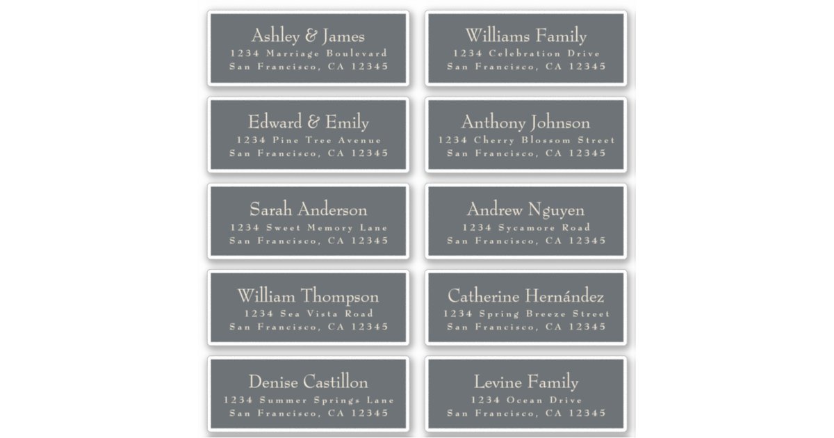Chic Black Ivory Wedding Guest Address Labels | Zazzle