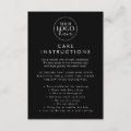 Chic Black Logo Product Care Instructions Enclosure Card | Zazzle