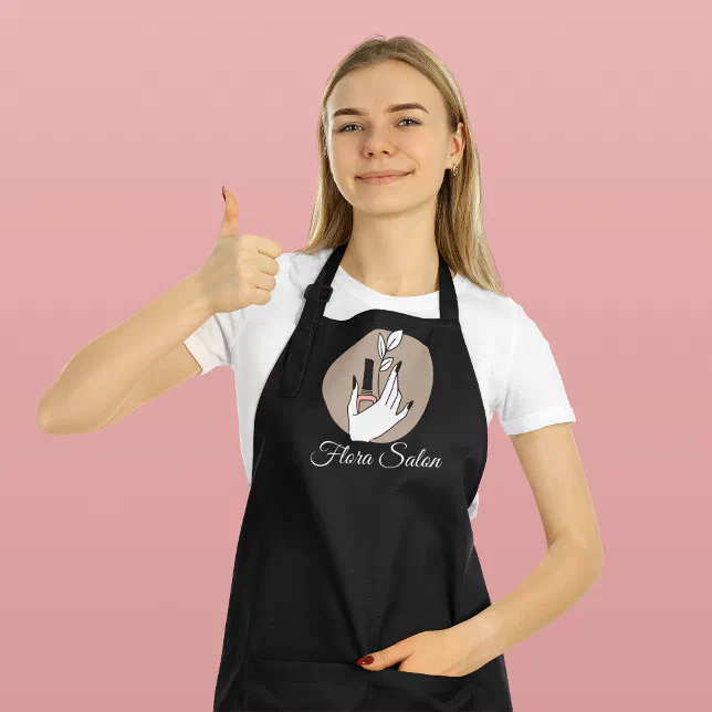 Chic Black Manicurist Nail Technician Salon Apron | Zazzle