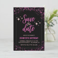 Chic Black Pink Save the date 76th birthday Invitation | Zazzle