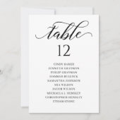 Chic Black Script Table Number Seating Chart | Zazzle