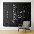 Chic Black Sparkle Glitter Birthday Party Backdrop | Zazzle