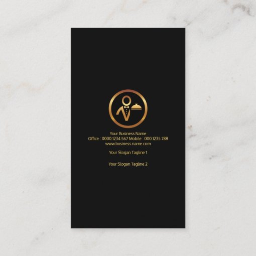 Chic Black Tuxedo Gold Boutonniere Butler's Logo Business Card | Zazzle