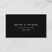 Chic Black Typography Refer a Friend Referral Card | Zazzle