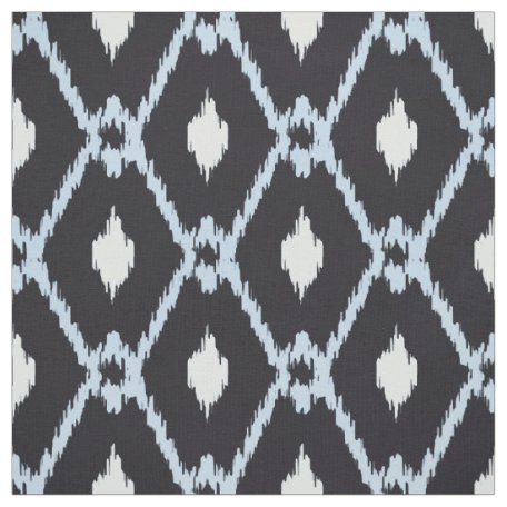 Chic blue and white ikat tribal diamond pattern fabric | Zazzle