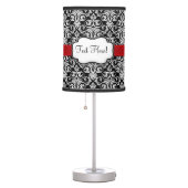 Chic Black/White Damask Red Ribbon Table Lamp | Zazzle