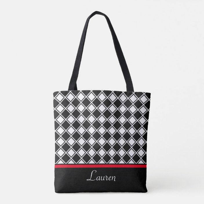 Chic black, & white diamond geometric shape tote bag | Zazzle