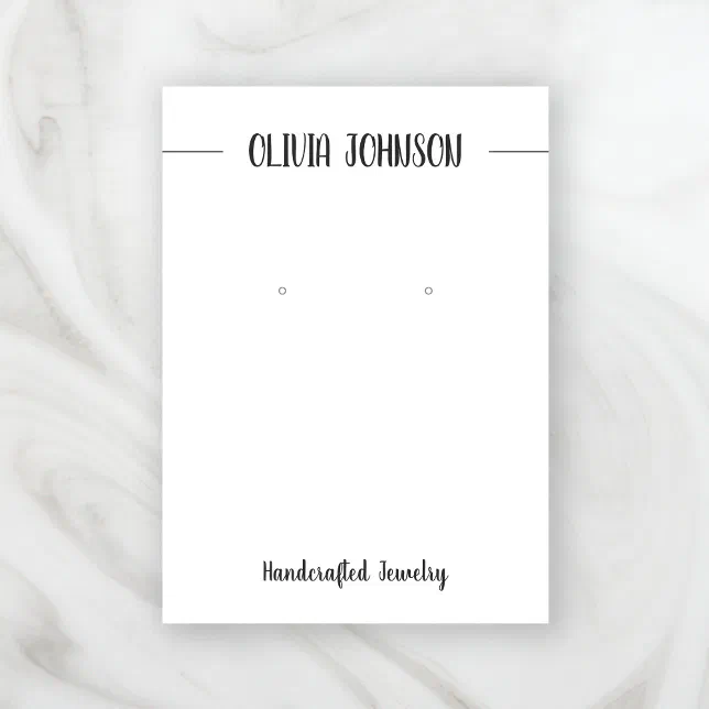 Chic Black White Jewelry Earring Display Business Card | Zazzle