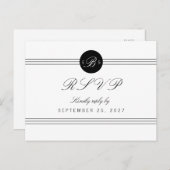 Chic Black White Monogram Response RSVP Postcard | Zazzle
