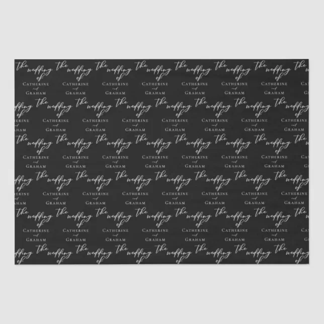 Chic Black White Typography Personalized Wedding Tissue Paper | Zazzle