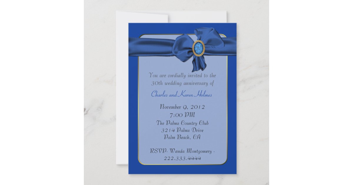 Chic Blue Anniversary Invitation | Zazzle