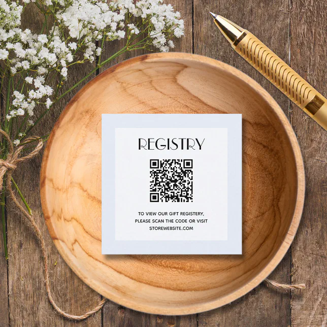 Chic Blue Boy Baby Shower Registry QR Code Enclosure Card | Zazzle