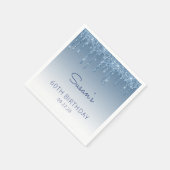 Chic Blue Glitter Drip 60th Birthday Party Napkins | Zazzle
