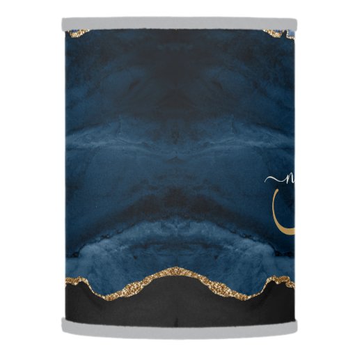 Chic Blue Gold Glitter Agate Custom Monogram Lamp Shade | Zazzle