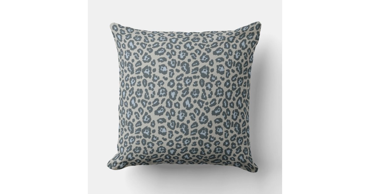 Chic Blue Gray Leopard Print Pattern Throw Pillow | Zazzle