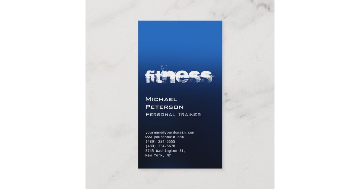 Chic Blue Personal Trainer Fitness Business Card | Zazzle