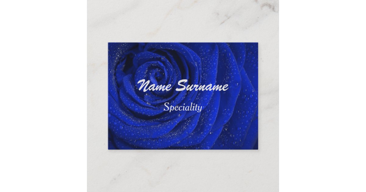 Chic blue rose flower business card | Zazzle