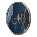 Chic Blue Rose Gold Agate Script Monogram Custom Golf Ball Marker | Zazzle